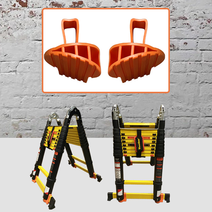 Escabeau télescopique Hauteur de 5M/2M5 avec housse et patins, en graphite